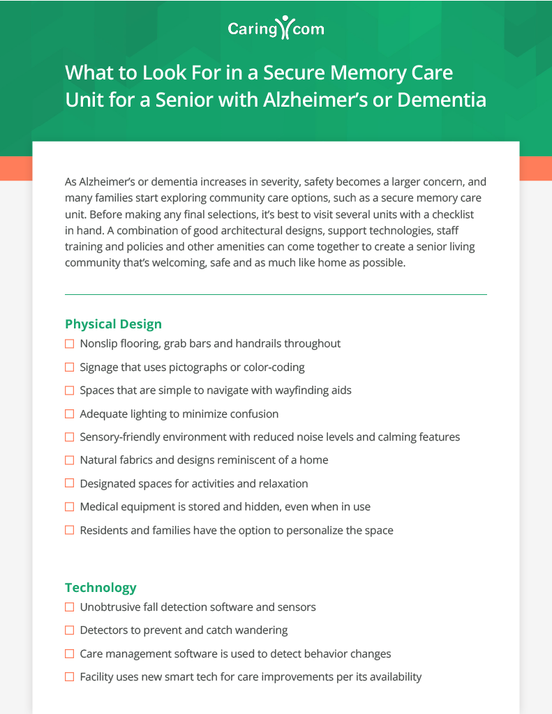 What You Need To Know About Secured Memory Care Units - Caring.com